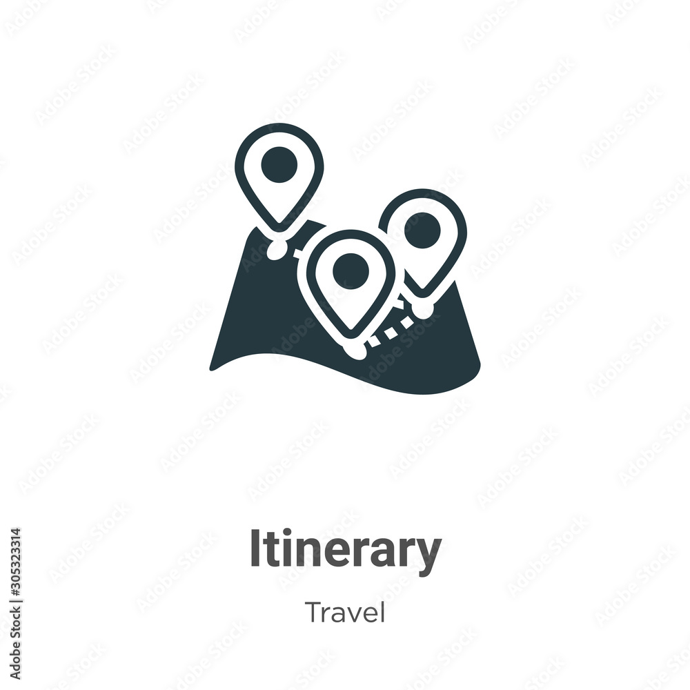 Itinerary vector icon on white background. Flat vector itinerary icon ...