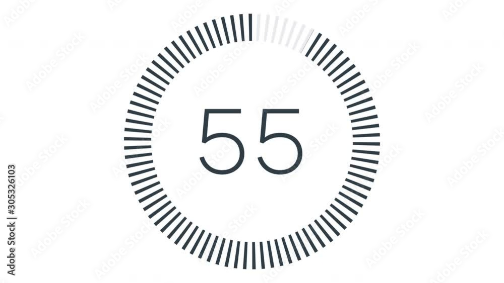 Minimal countdown one minute animation from 60 to 0 seconds. Modern ...