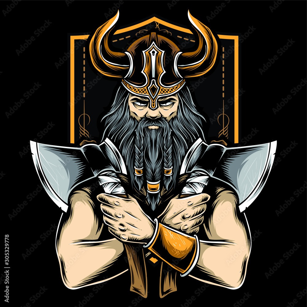 viking holding axe vector logo Stock Vector | Adobe Stock