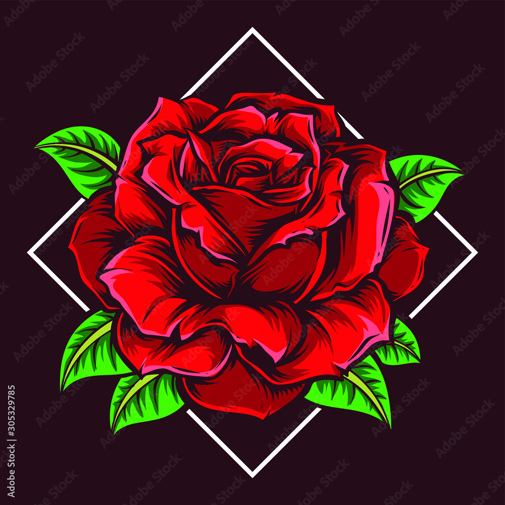 rose flower vector illustration logo Stock Vector | Adobe Stock