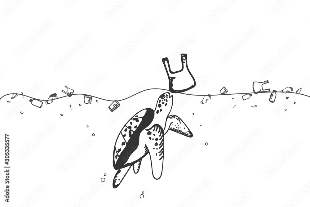 The turtle is eating plastic bags that are mistaken for jellyfish ...