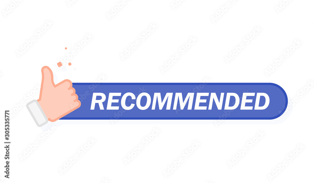 Recommended icon. Line label recommended with thumb up. Sign brand with ...