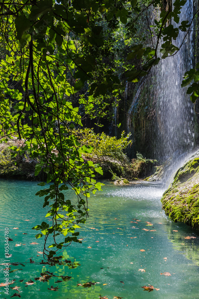 The Kursunlu Waterfall Nature Park in Antalya, Turkey. The waterfall is ...