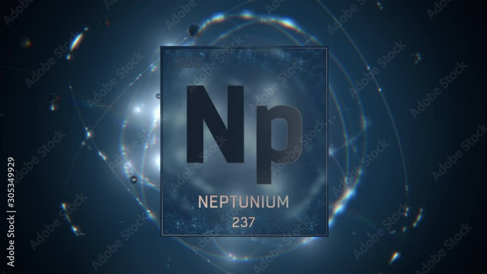 Neptunium as Element 93 of the Periodic Table. Seamlessly looping 3D ...