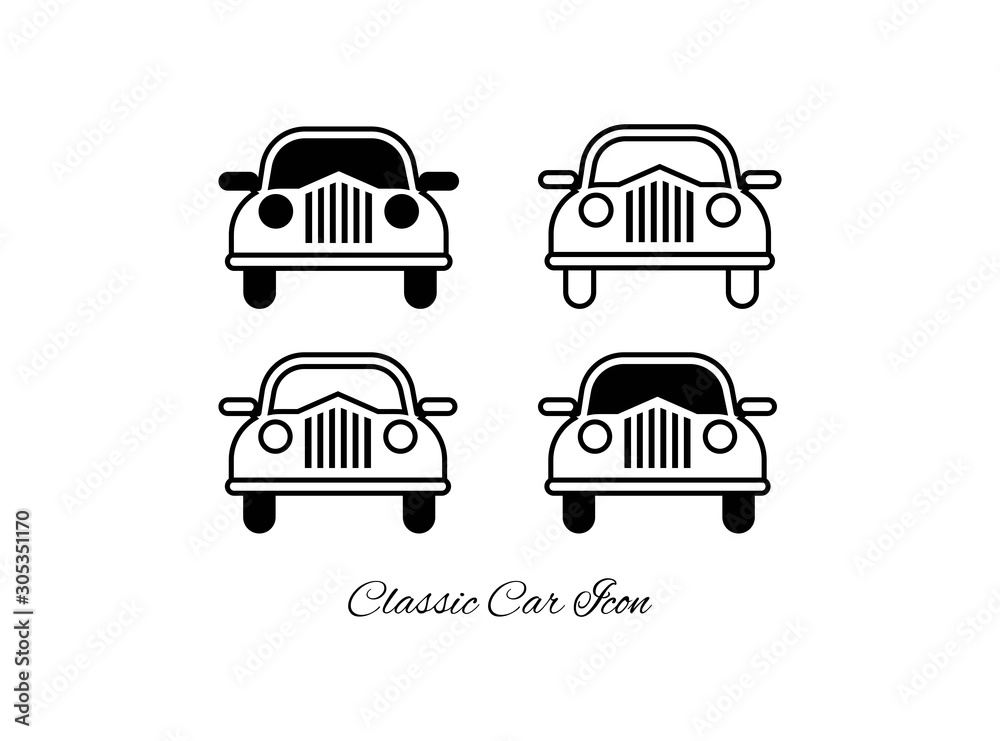 Set of Classic Car icon. Consist of Four Car Icon in Black Style ...