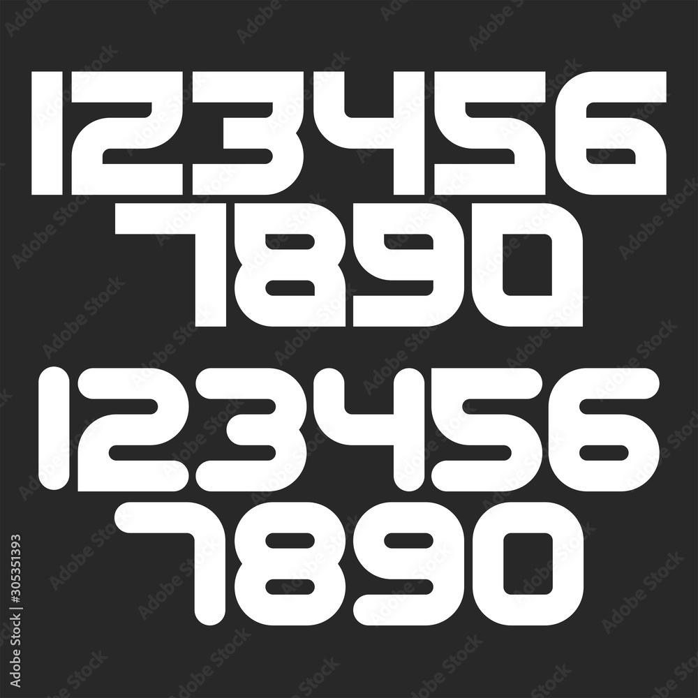 Bold numbers set math symbols mockup, white numerals on the black ...
