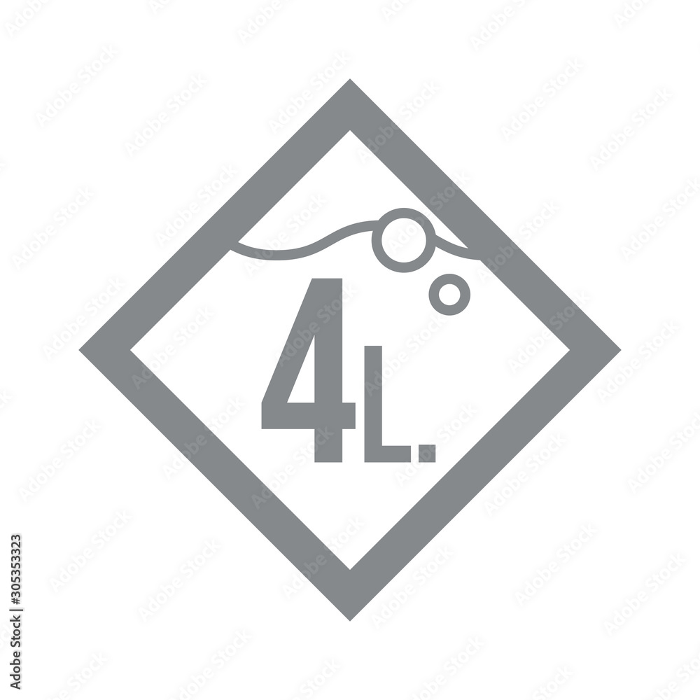 4 Liters l sign (l-mark) estimated volumes milliliters (ml) Vector ...