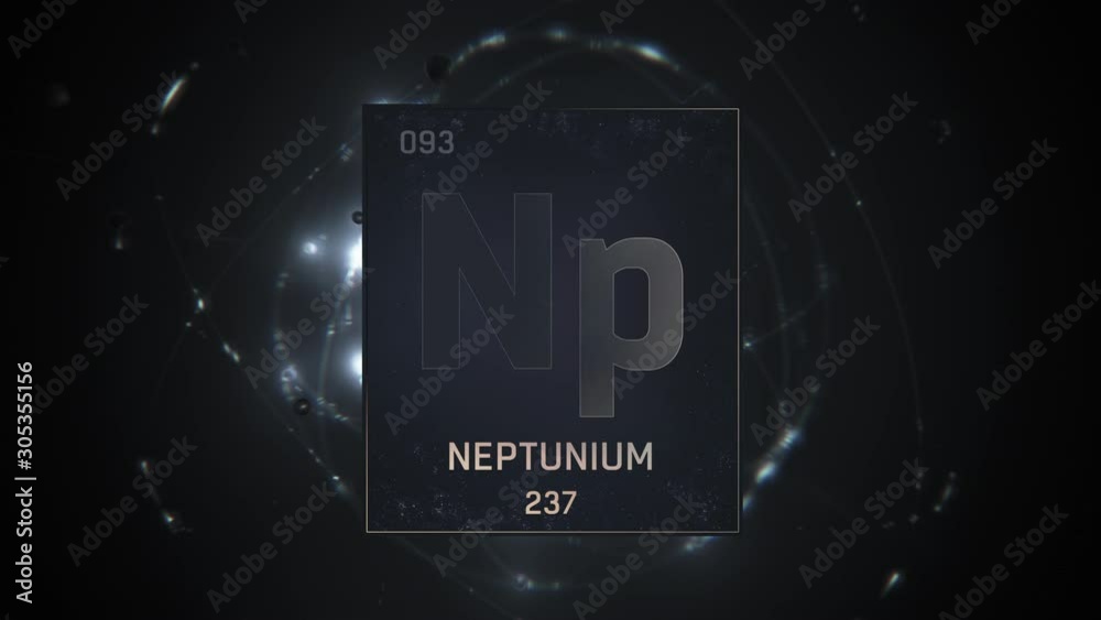 Neptunium as Element 93 of the Periodic Table. Seamlessly looping 3D ...