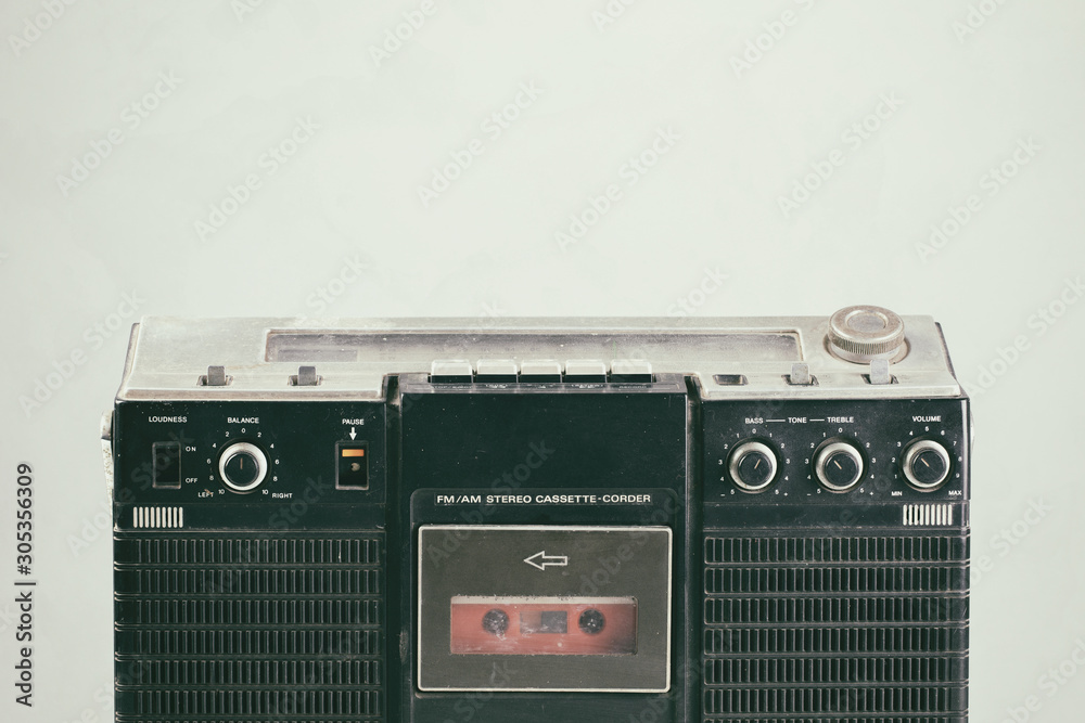 Vintage cassette player - Old radio receiver. retro technology 1980s ...