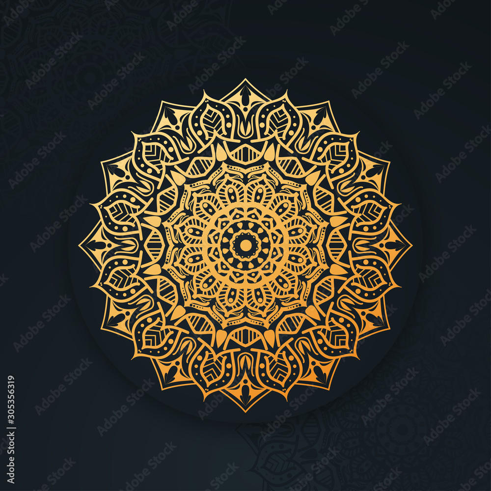 luxury mandala art with golden arabesque background arabic islamic east ...