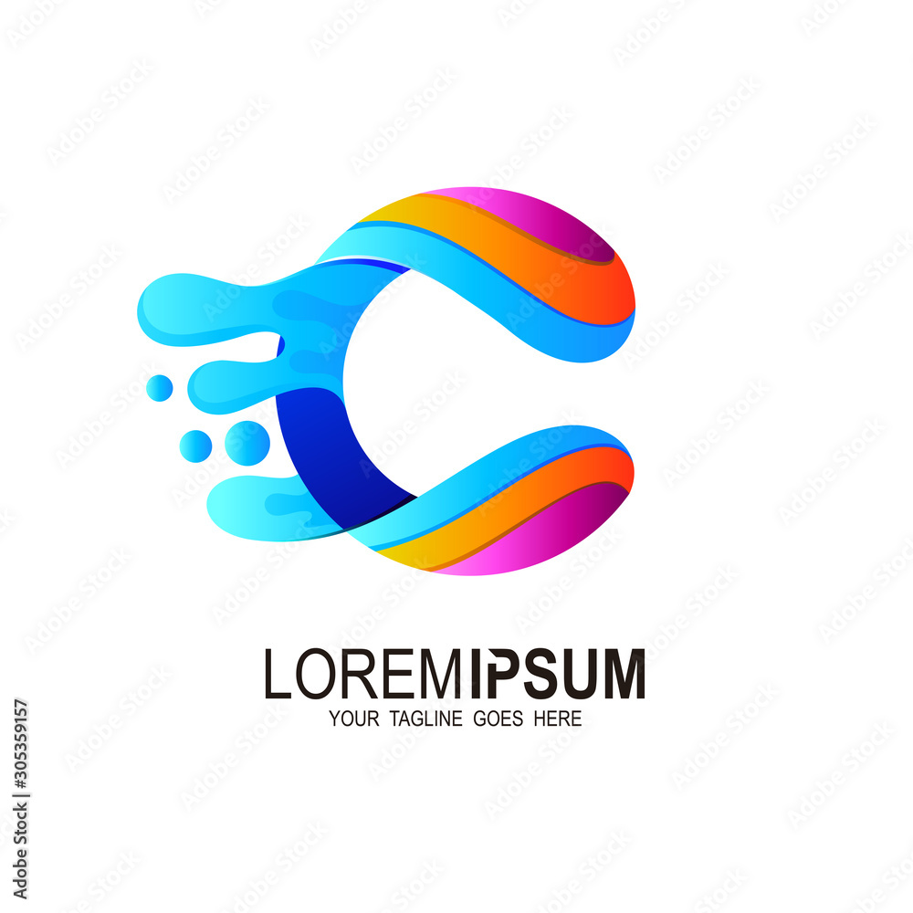 C logo icon, Letter c with water drop logo illustration Stock Vector ...