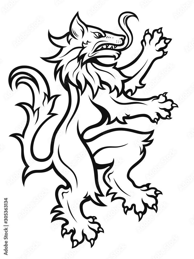 Heraldic wolf line drawing Stock Vector | Adobe Stock