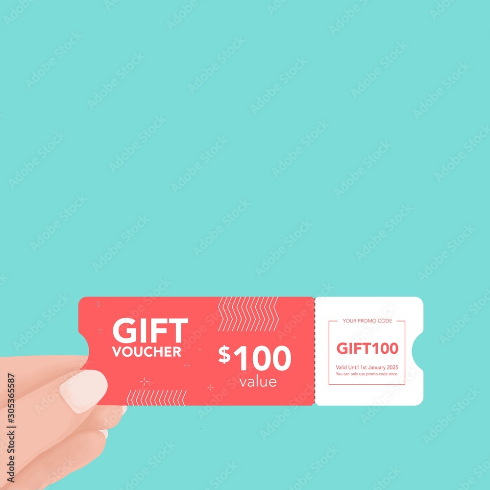 hand holding coupon. holiday and event gift card voucher concept ...