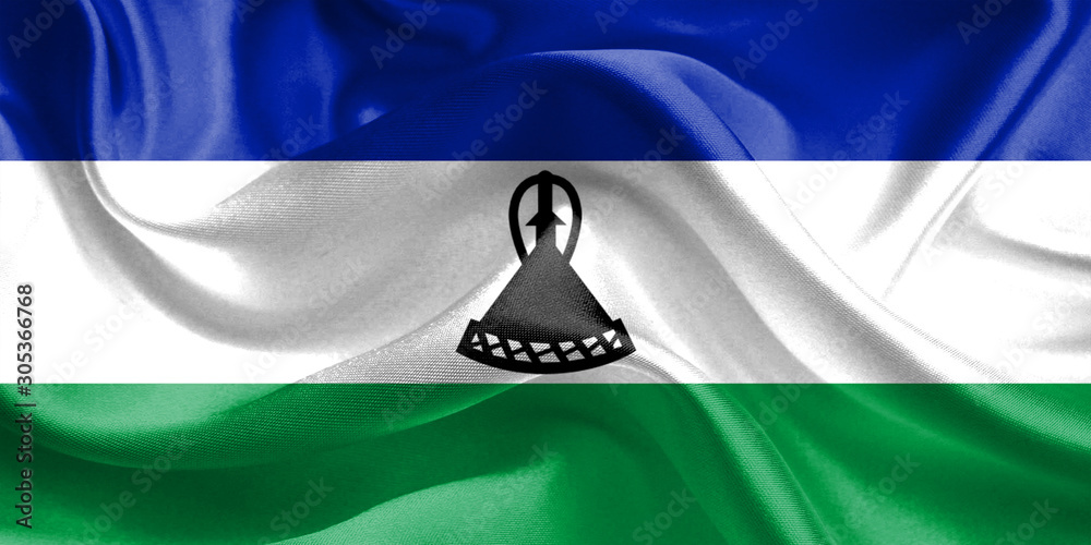 Lesotho Flag. Waving Rippled Flags. 3D Realistic Background ...