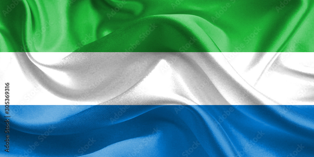 Sierra Leone Flag. Waving Rippled Flags. 3D Realistic Background Illustration in Silk Fabric ...