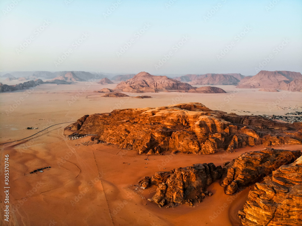 Wadi Rum, Aqaba / Jordan / 09 02 2019: Holiday resort camp styled as ...