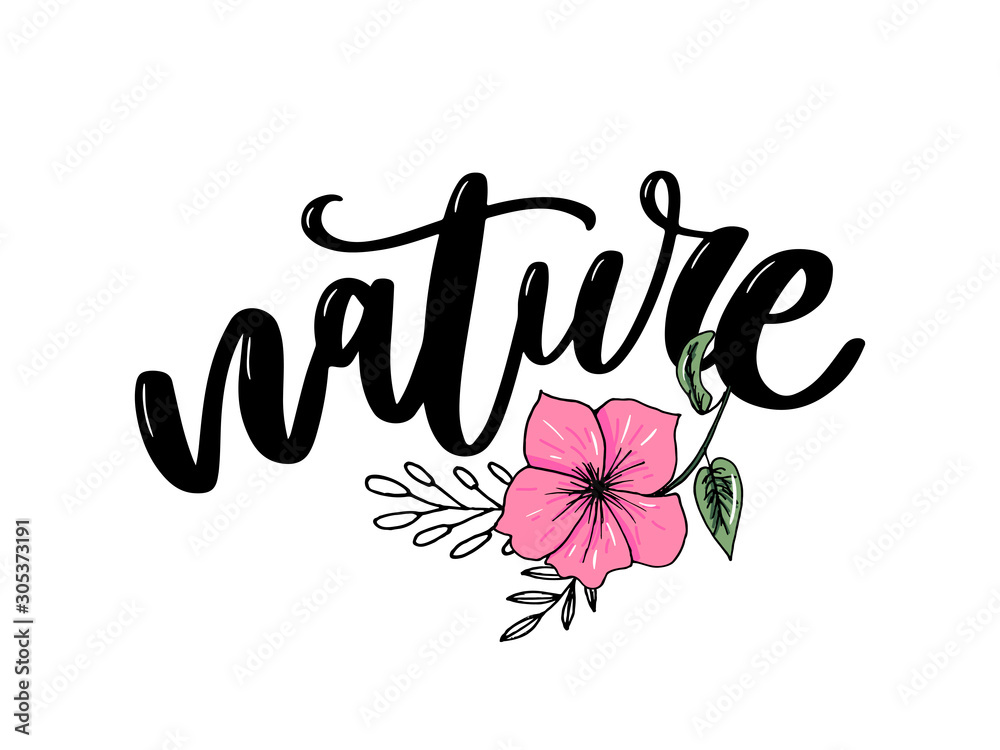 Natural product sticker - handwritten modern calligraphy on grunge ...