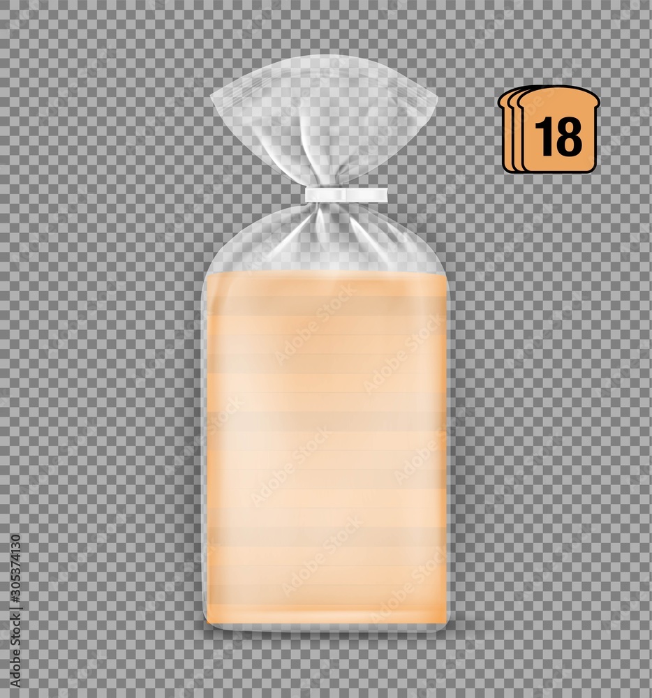 Toast bread packaged with clip on transparent background. Vector ...