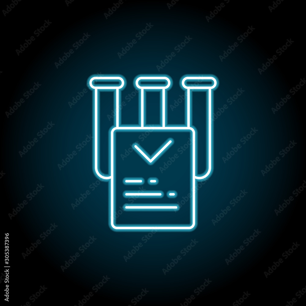 Marijuana, laboratory, report blue neon icon. Simple thin line, outline ...