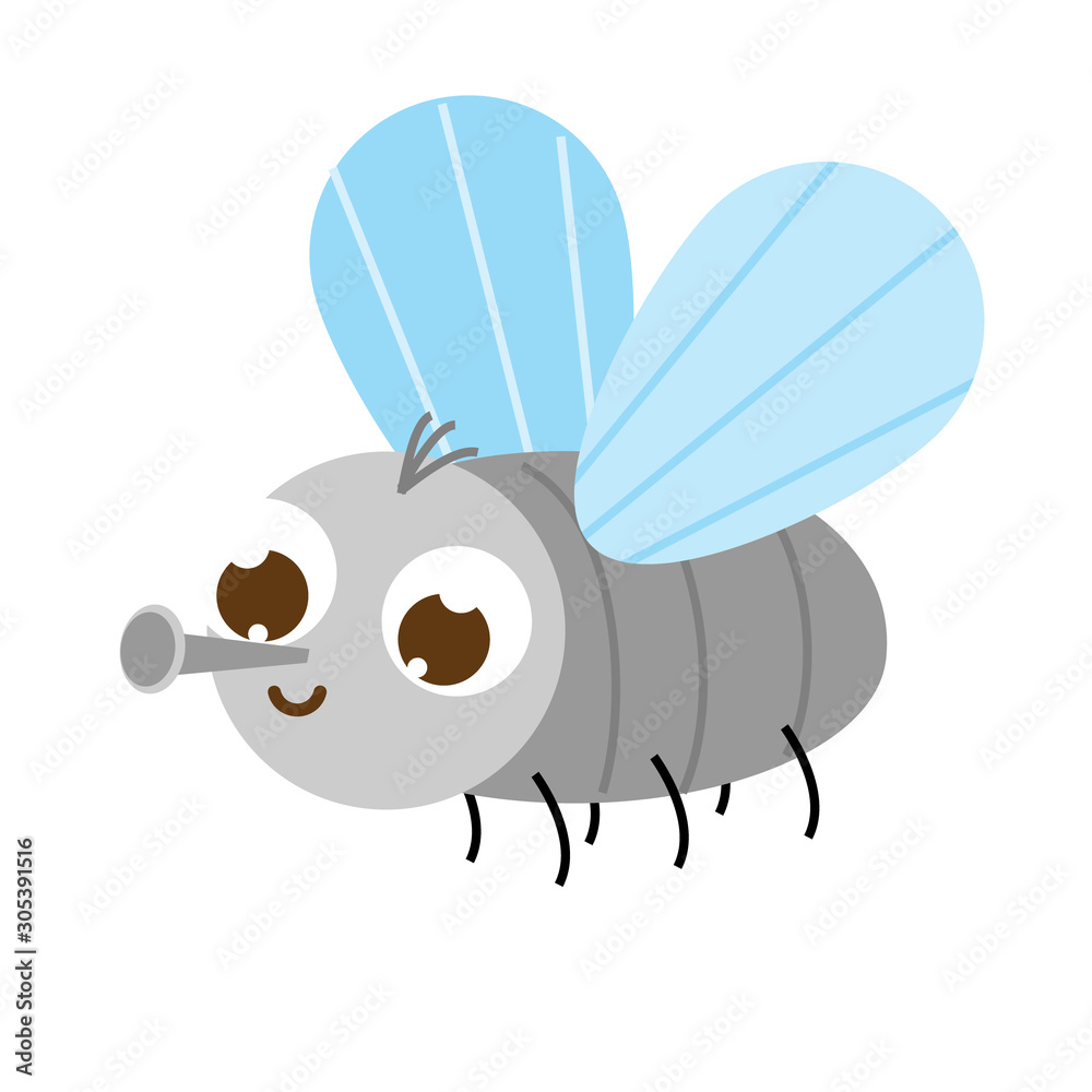Cartoon fly. Cute insect character. Vector illustration Stock Vector ...