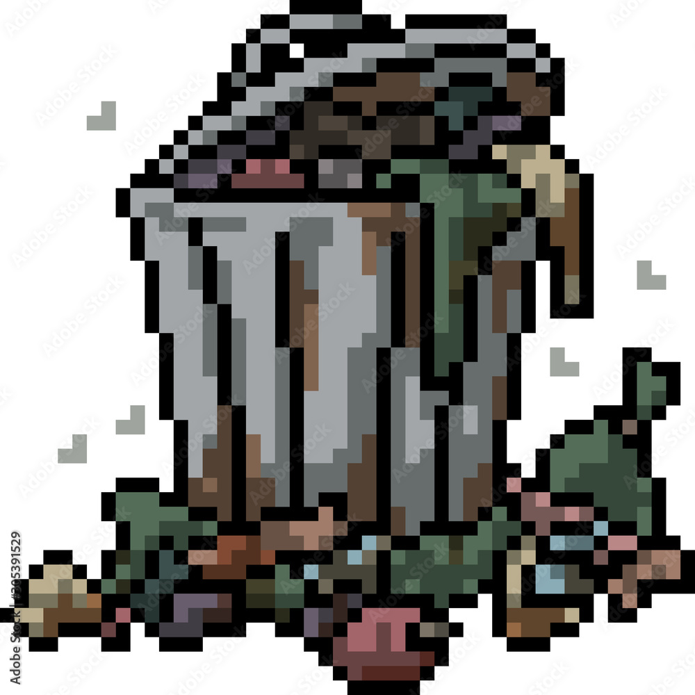 vector pixel art garbage can Stock Vector | Adobe Stock