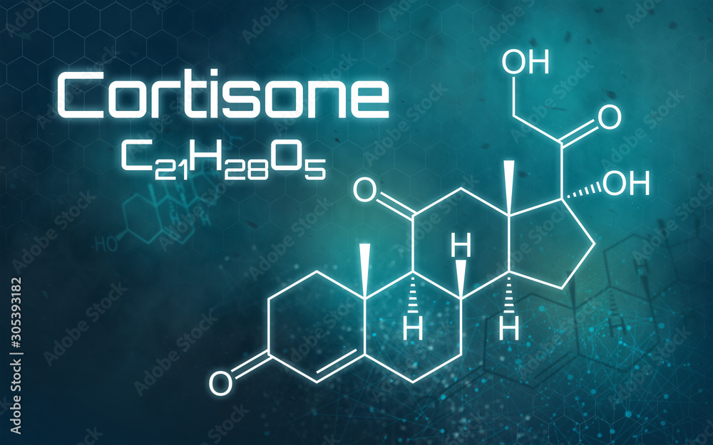 Chemical formula of Cortisone on a futuristic background Stock ...