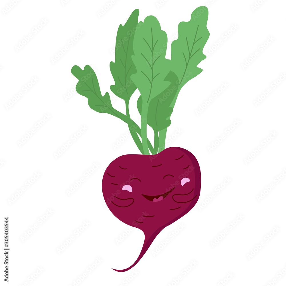 Cute cartoon bitroot. Root-crop, root, fun food, healthy vegetable ...
