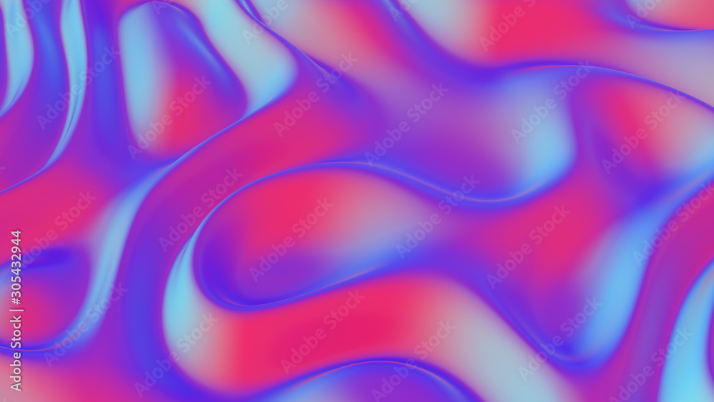 3d render abstract background gold holographic foil iridescent wavy ...