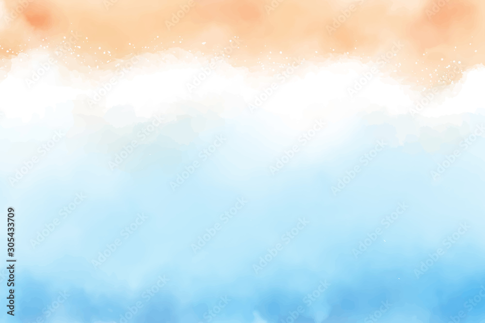 beautiful summer ocean , sand beach and wave watercolor background ...