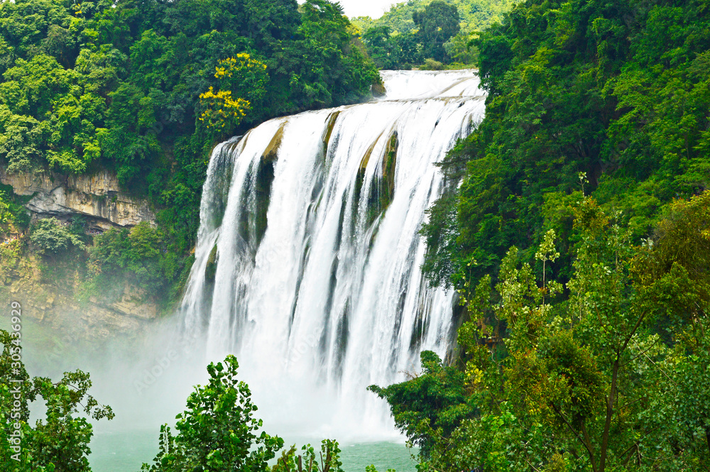 China Guizhou Huangguoshu Waterfall in Summer. One of the largest ...