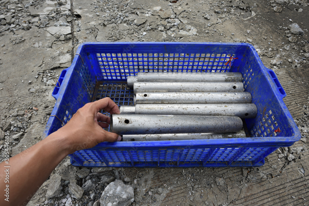 Soil sampling collected from drilling for construction site Stock Photo ...