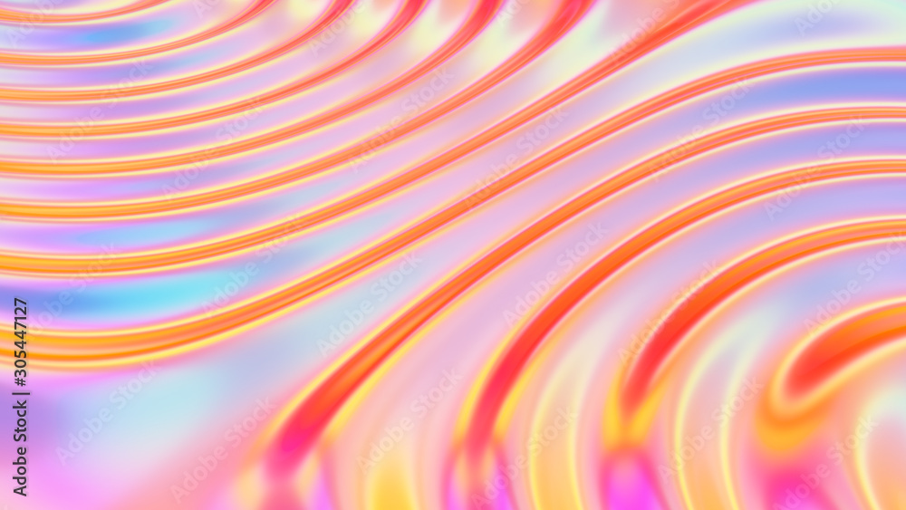 3d render abstract background gold holographic foil iridescent wavy ...