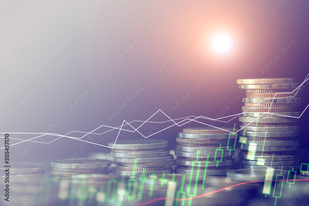 Double exposure of graph, Stock market or forex trading graph and ...