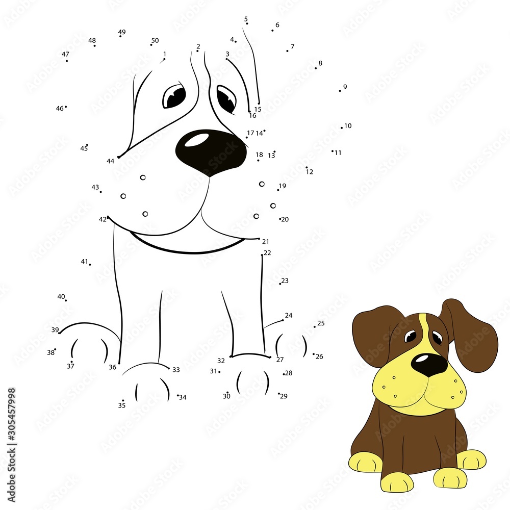 vector illustration of children's game connect the dots, on a white ...