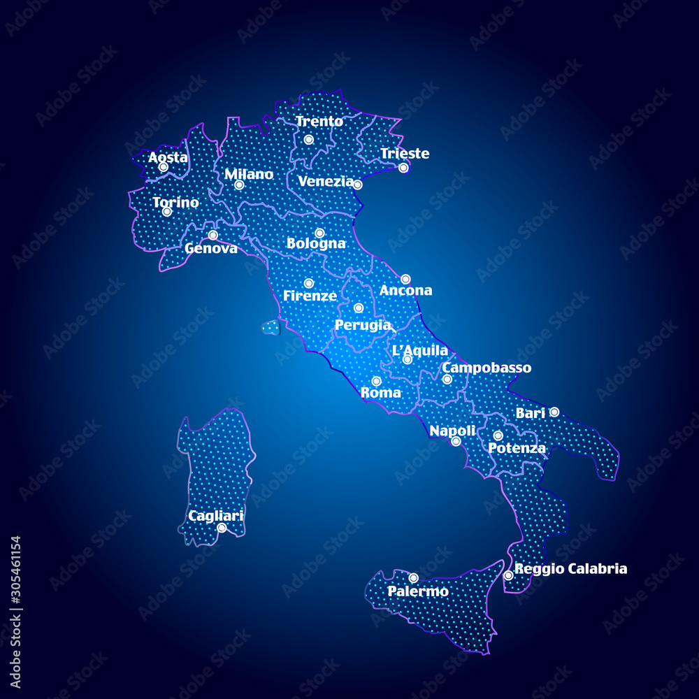 Map of Italy. Bright illustration with colorful italian map. Italy map ...
