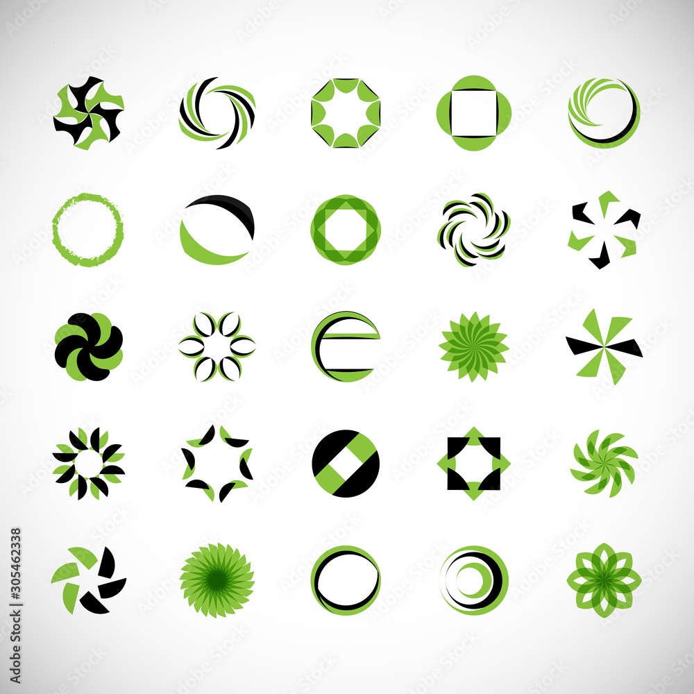 Abstract Circle Icon Set. Vector Isolated On Gray. Abstract Circle For ...