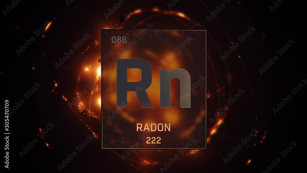 Radon as Element 86 of the Periodic Table. Seamlessly looping 3D ...