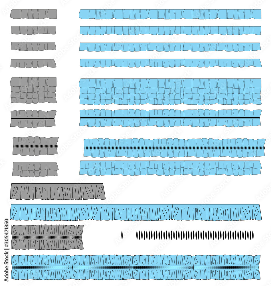 Vector illustration Ruffles Fashion Brushes set colorable by stroke ...
