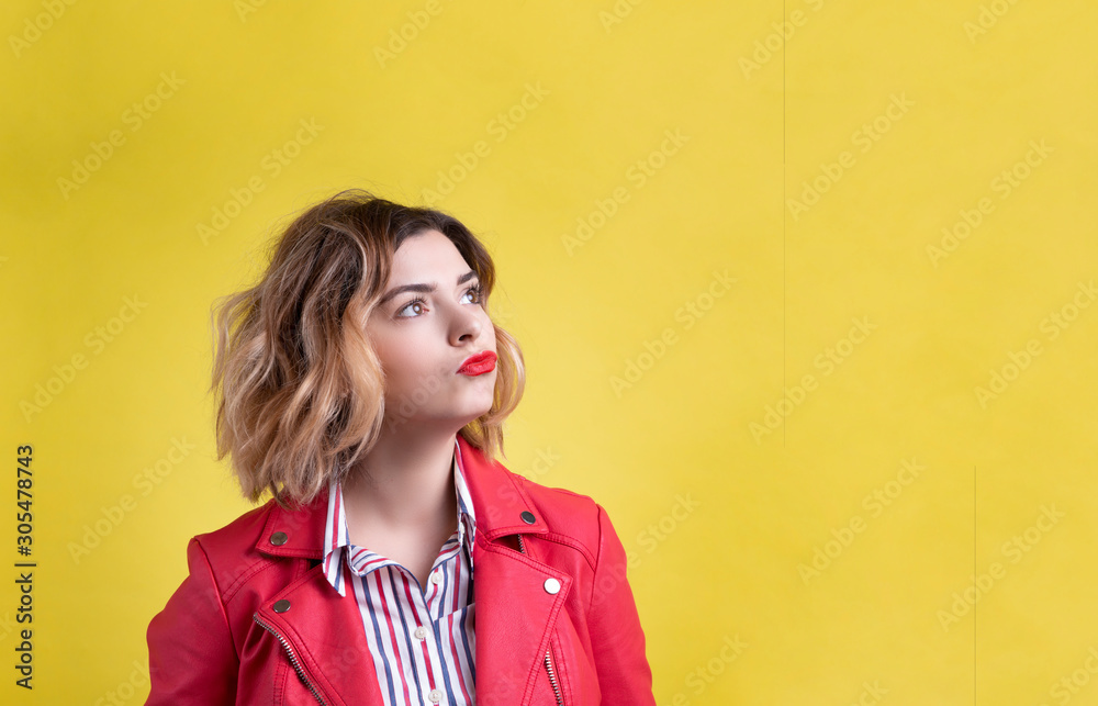 Beautiful woman model with Duck face pose. Portrait of girl kissing ...