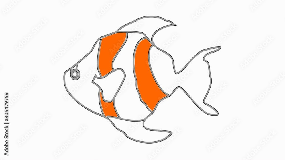 Fish icon Line Drawing Animation Transparent Background Vector Motion ...