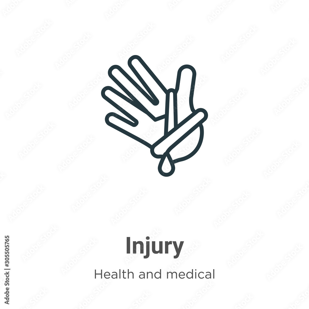 Injury outline vector icon. Thin line black injury icon, flat vector ...