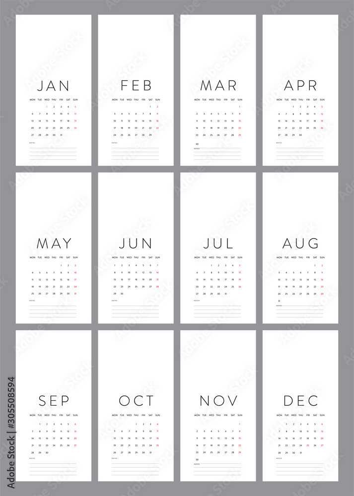 Custom Calender Template in Vector file. Size ratio 1:2. You can add ...