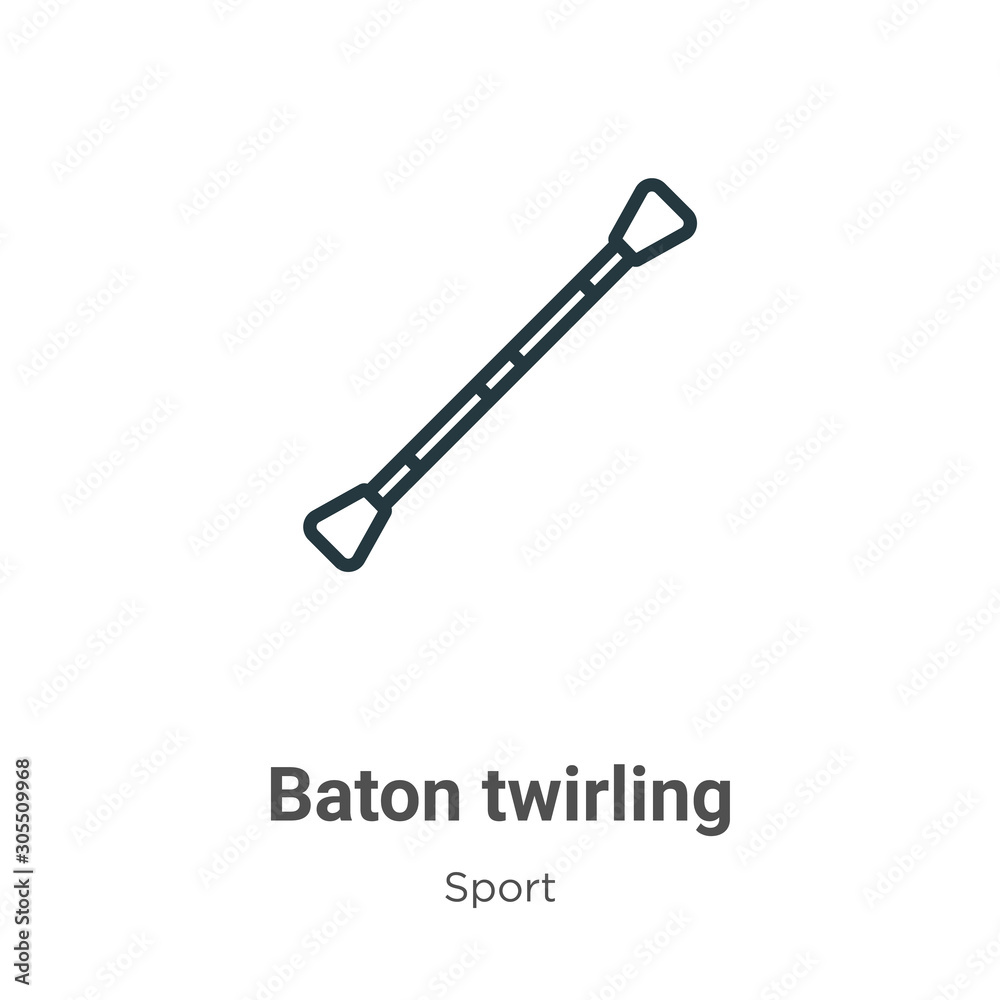 Baton twirling outline vector icon. Thin line black baton twirling icon ...