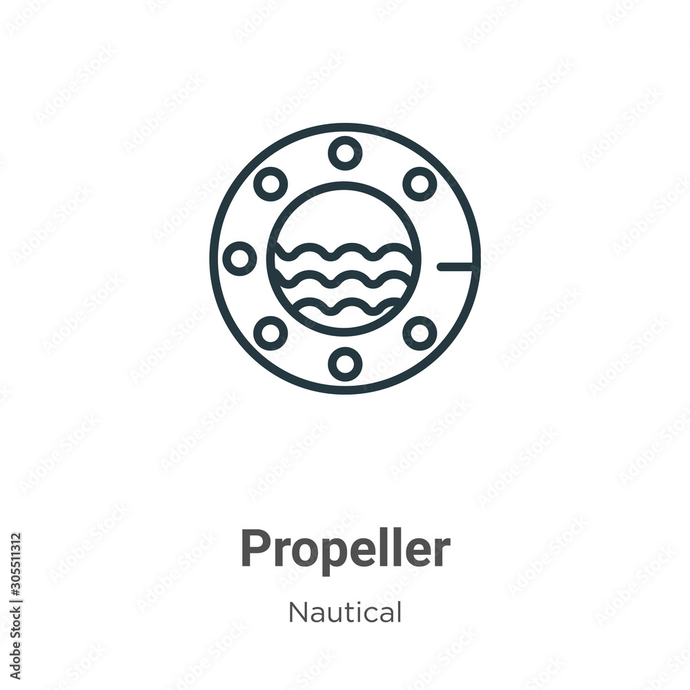 Propeller outline vector icon. Thin line black propeller icon, flat ...