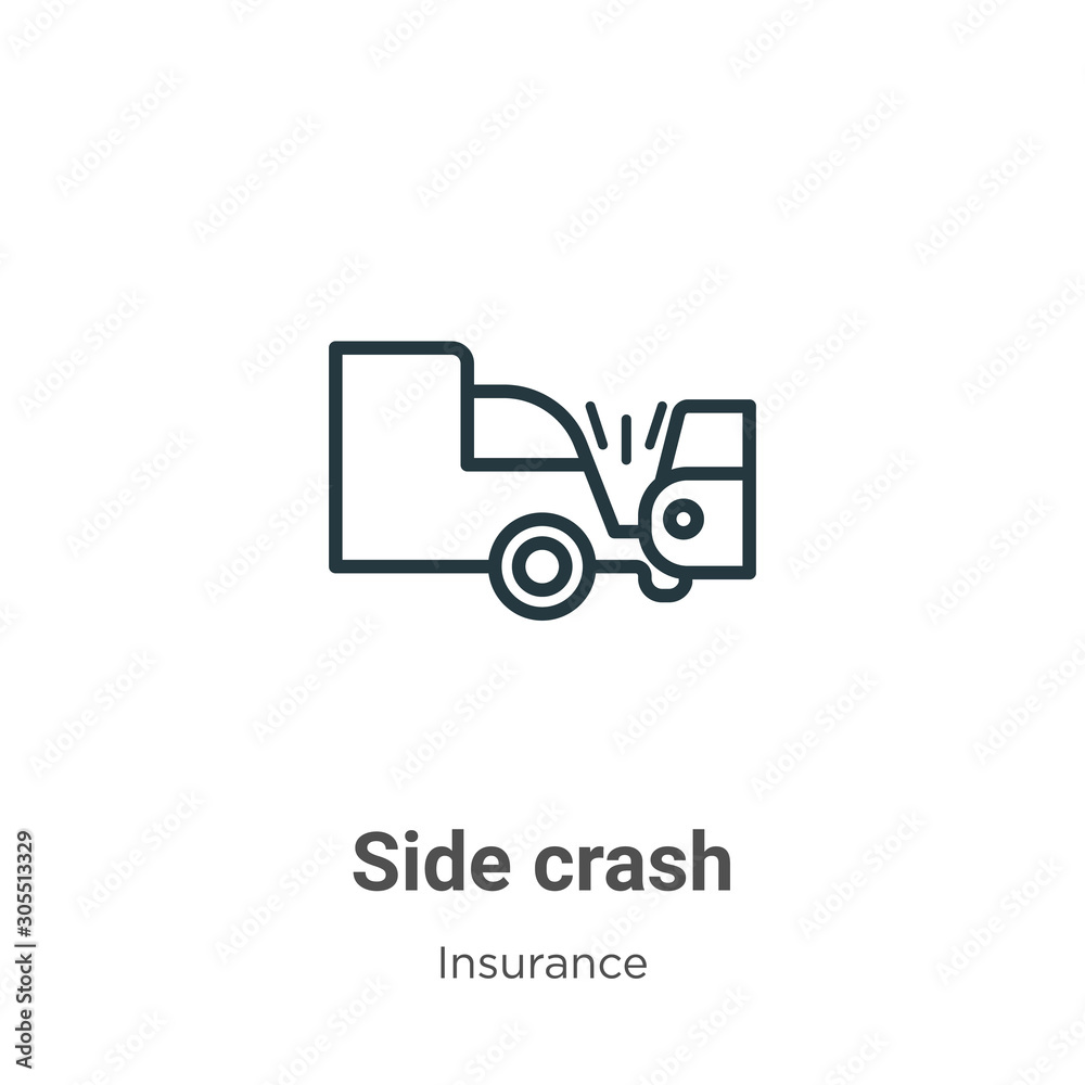 Side Crash Outline Vector Icon Thin Line Black Side Crash Icon Flat Vector Simple Element