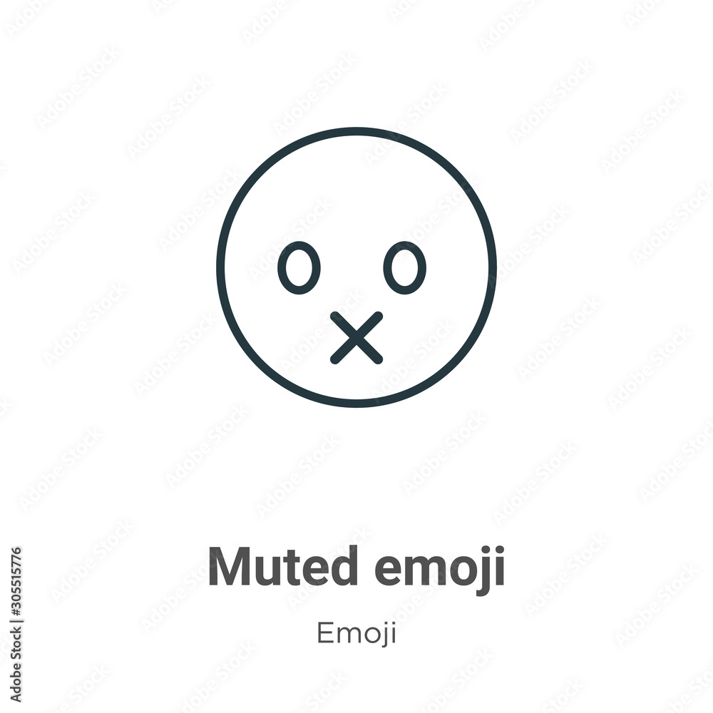 Muted emoji outline vector icon. Thin line black muted emoji icon, flat ...