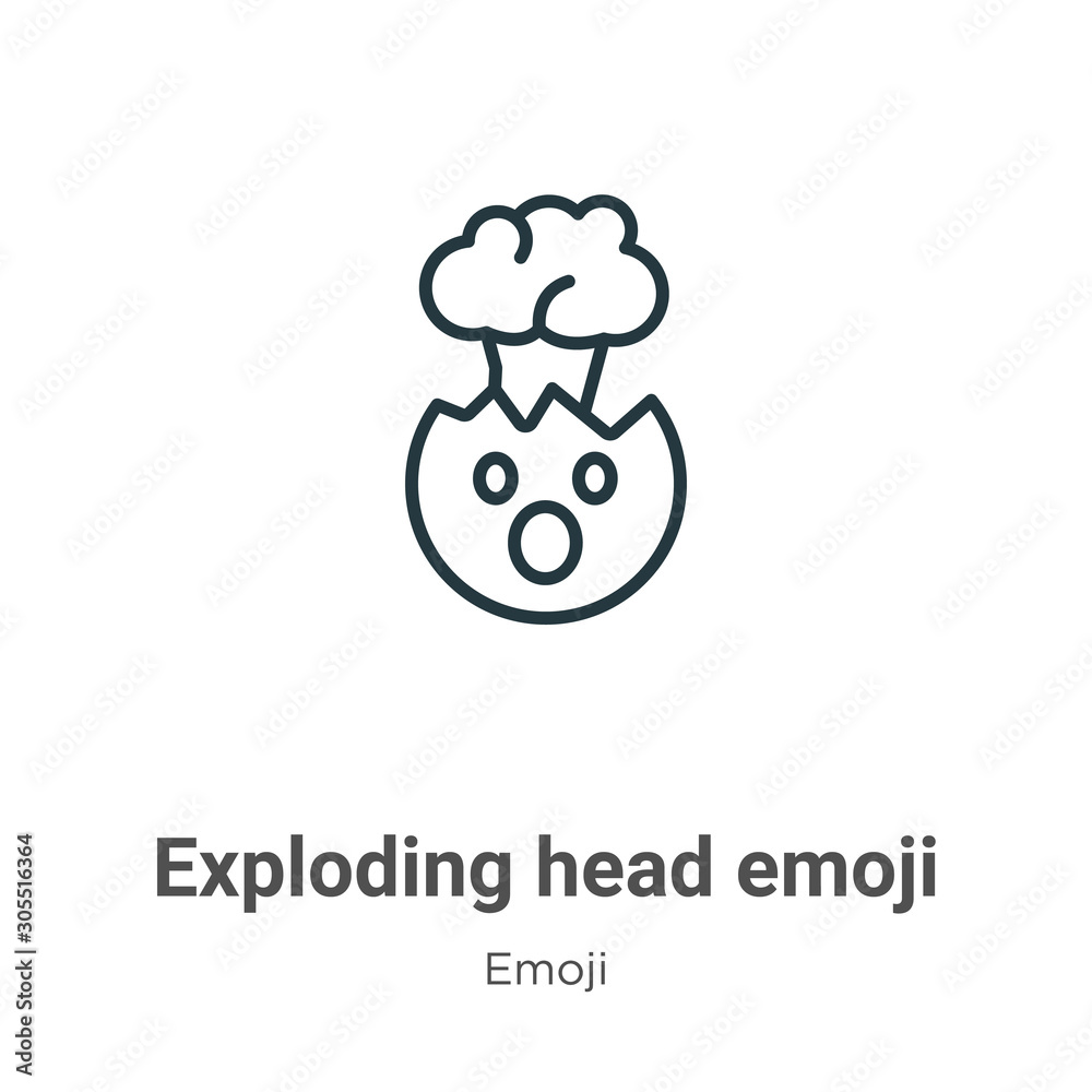 Exploding head emoji outline vector icon. Thin line black exploding ...