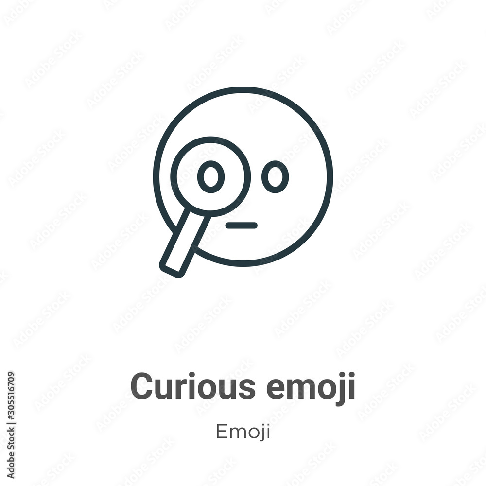 Vecteur Stock Curious emoji outline vector icon. Thin line black ...