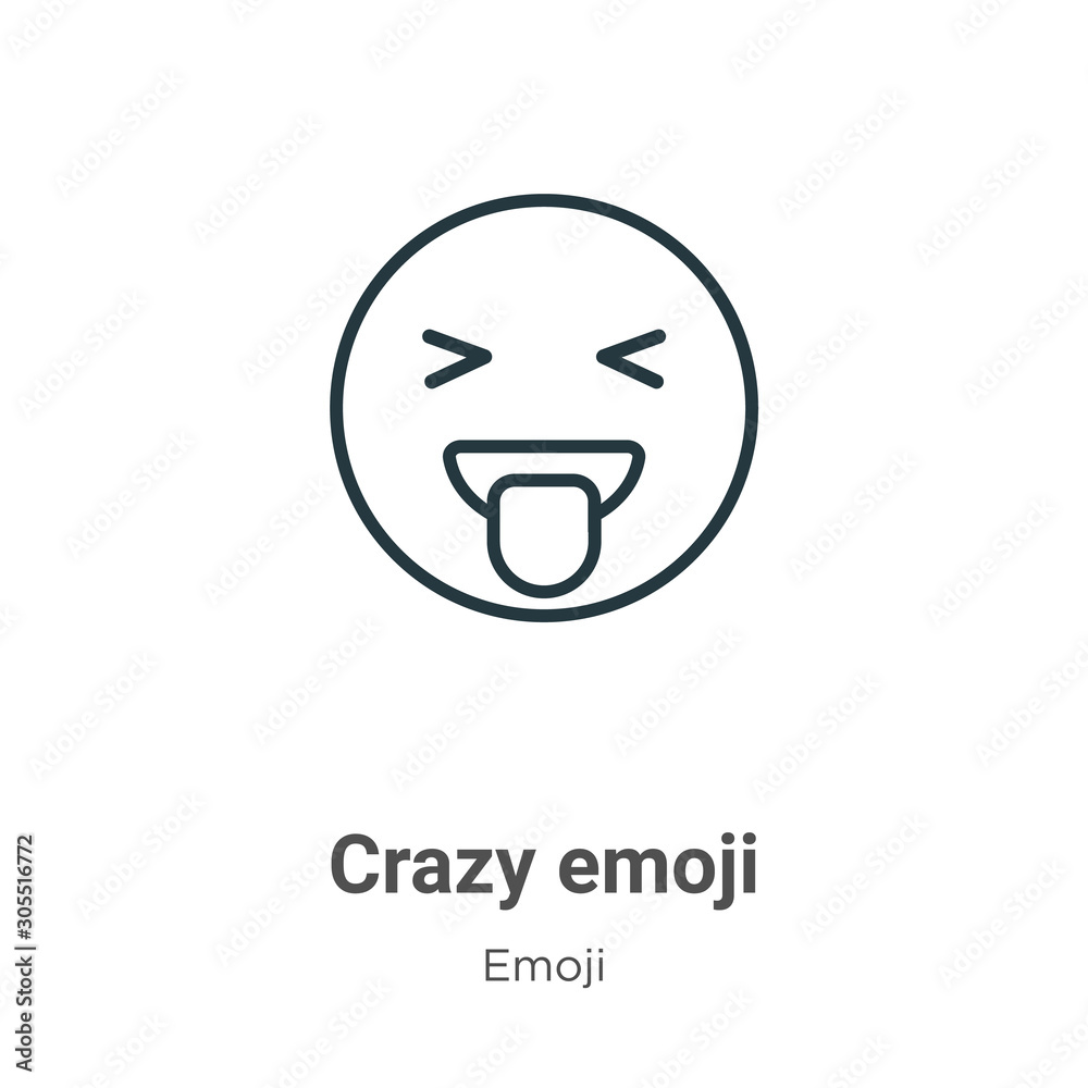 Crazy Emoji Outline Vector Icon Thin Line Black Crazy Emoji Icon Flat