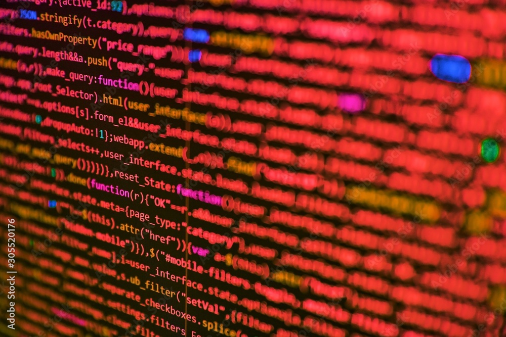 Programming source code abstract screen of software developer. Programming code abstract ...